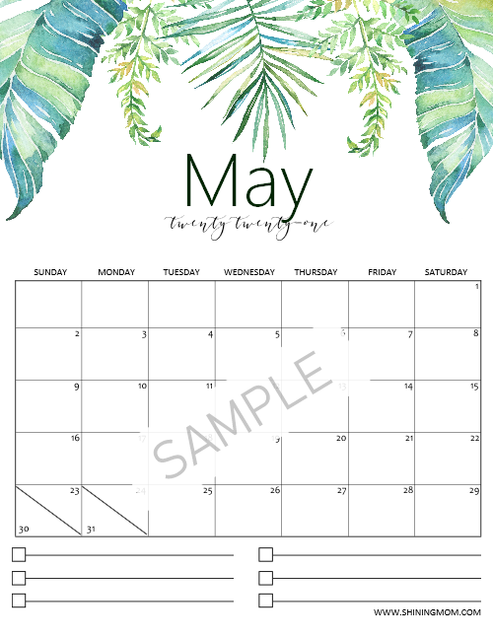 2021 Nature-Themed Calendar – Shining Mom Planners: The Shop!